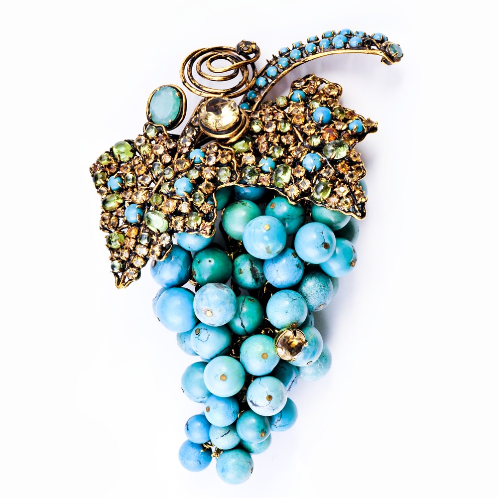 Turquoise, Peridot, Citrine Brooch